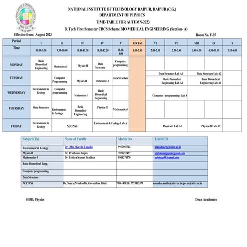 First_Semester_Time_Table_Autumn_Semester_2023_24_Tentative.pptx ...
