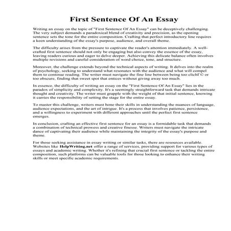 First Sentence Of An Essay | PDF
