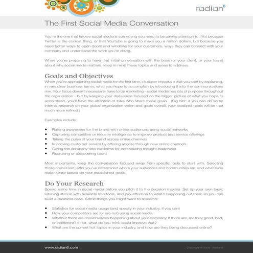 First Social Media Conversation | PDF