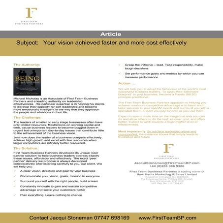 First team business partners article your vision achieved faster | PDF
