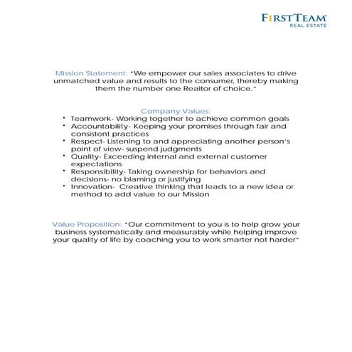 First team mission statement | PDF