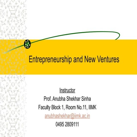 First to Third Class-ENV Entrepreneurship and new ventures | PPTX