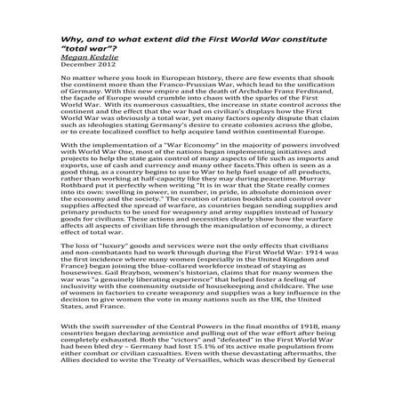 To what extent can the First World War constitute "total war"? | DOCX