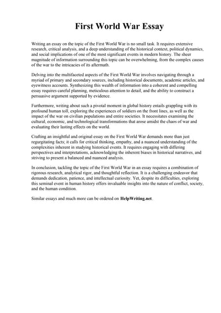 Causes And Effects Of World War 1 Essay.pdf