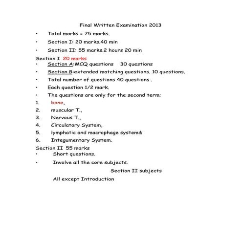 First year final exam system 2013 (1) | DOCX