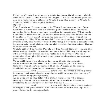 First, youll need to choose a topic for your final essay, which w.docx