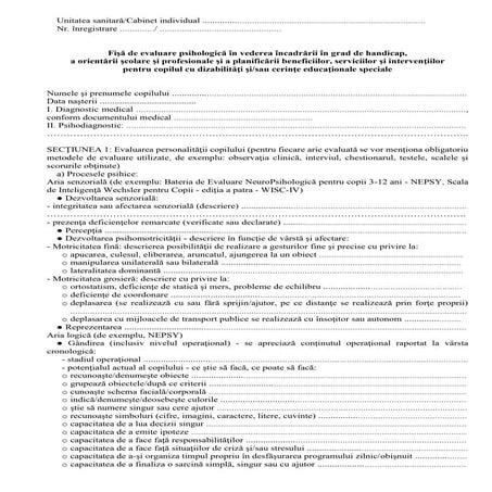 Fisa evaluare-psihologica | PDF