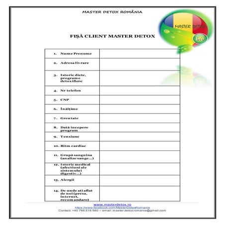 Master Detox Romania - Fisa client | PDF