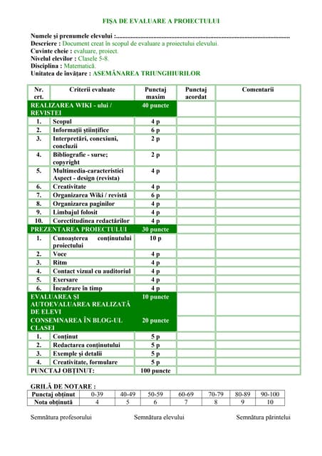 Fisa de activitate a unitatii de invatare | PPT