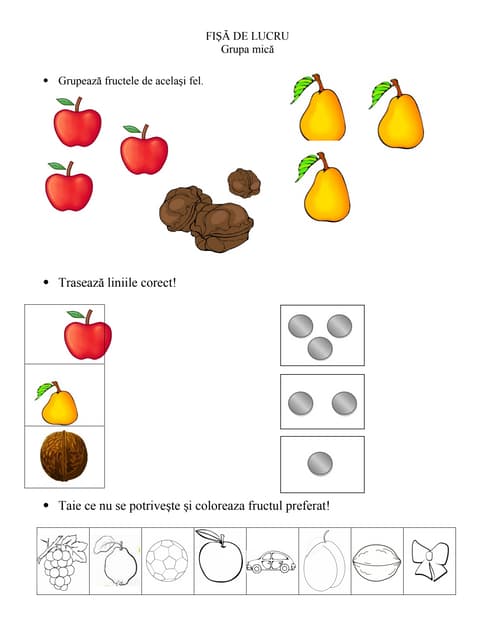FIȘĂ DE LUCRU grupa mijlocie, matematica | DOCX
