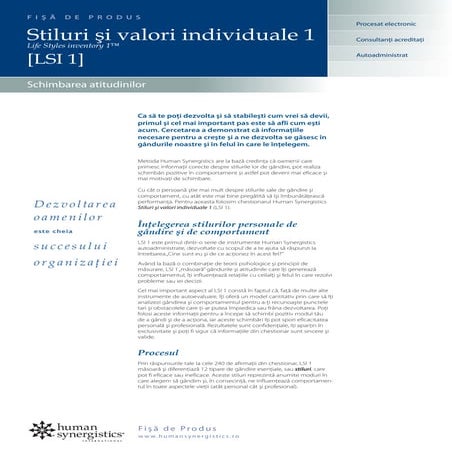 LSI 1 - Stiluri si valori individuale - Perceptia Proprie | PDF