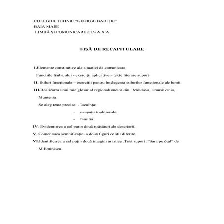 Fisa de recapitulare | PDF