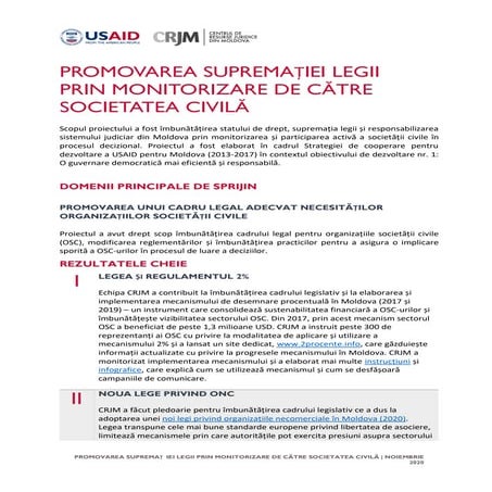 Fisa informativa proiect CRJM finantat de USAID | PDF