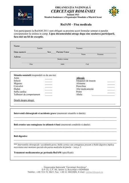 Fisa de inscriere individuala | PDF