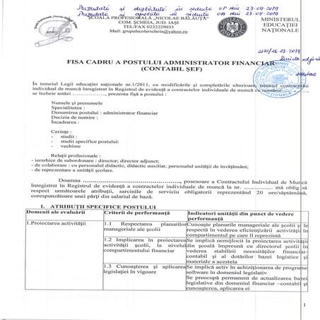 Fisa postulu administrator financiar | PDF