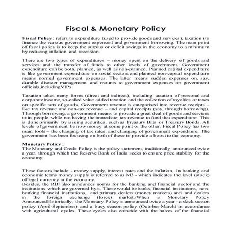 Fiscal and monetary policy | DOCX