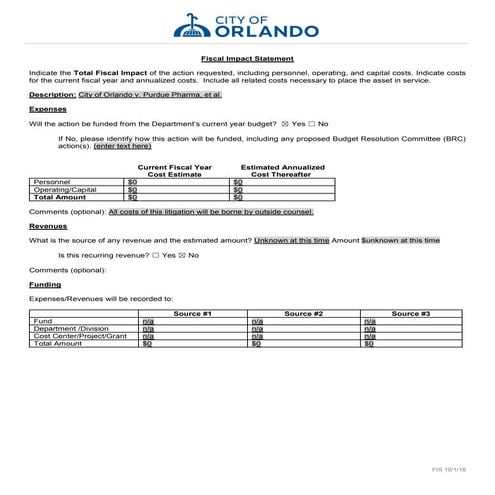Fiscal impact statement_city_of_orlando_v._purdue_pharma_et_al. | PDF