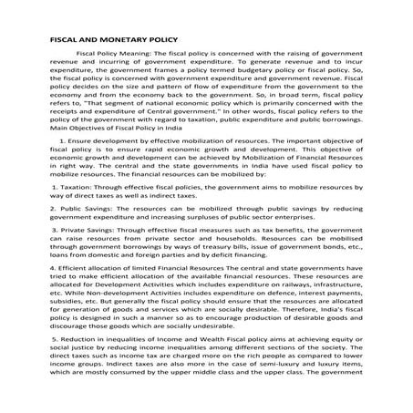 fiscal montrary.Business Environment for BBA 2 year Studentas | PDF