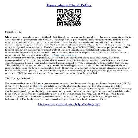 Fiscal Policy Essay | PDF | Business Accounting & Finance | Business