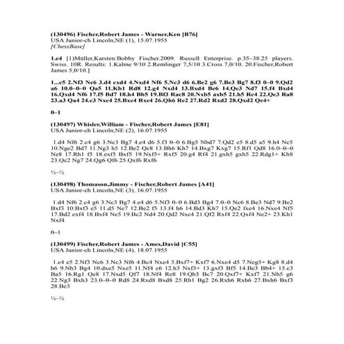 Fischer games 1956 1963 | RTF