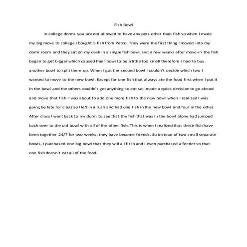Fish bowl story | DOCX