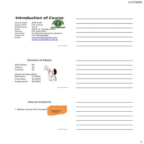 Fish culture zool4140 (dr. samee) handout | PDF