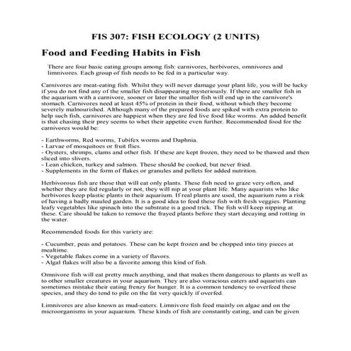 fish ecology and feed chain in aquatic enviroment | PDF