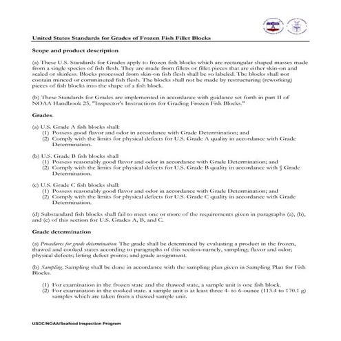 Grading for Fish Fillet Blocks | PDF