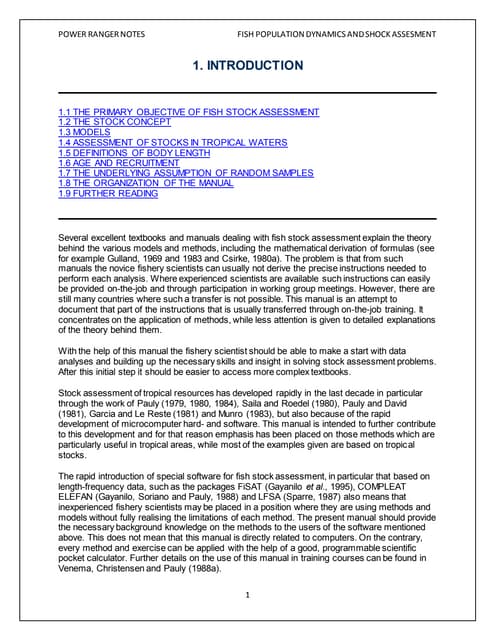 fish population dynamics, Population structure | PDF