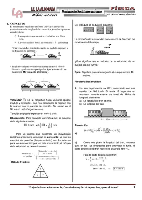 Ejercicios de MRU | PDF