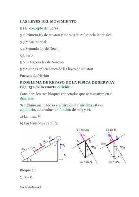 Hoja De Trabajo Con Problemas Sobre La Segunda Ley Del Movimiento De Newton
