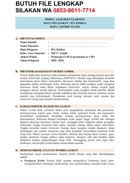 Modul Ajar IPS Kelas 9 Deep Learning | PDF