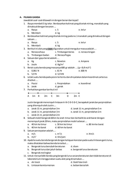 Latihan soal uas fisika kelas 82012/2013 | PDF