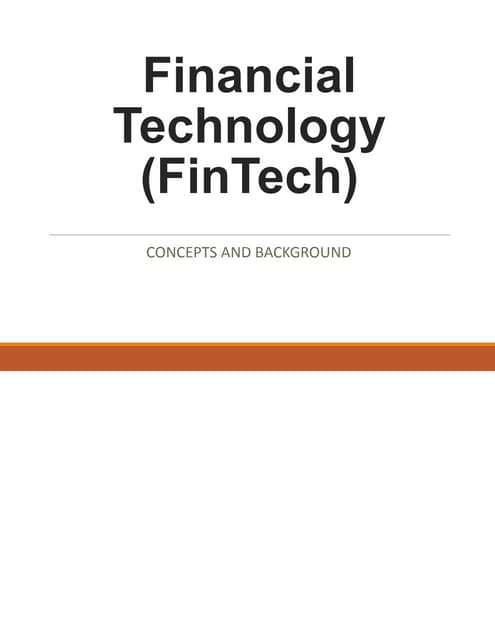 Financial Technology (Fintech) | PPTX