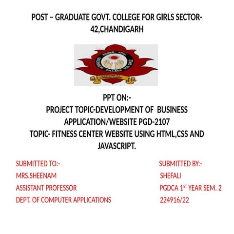 TOPIC- FITNESS CENTER WEBSITE USING HTML,CSS AND JAVASCRIPT. | PPTX