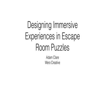 Designing Immersive Experiences in Escape Room Puzzles | PDF