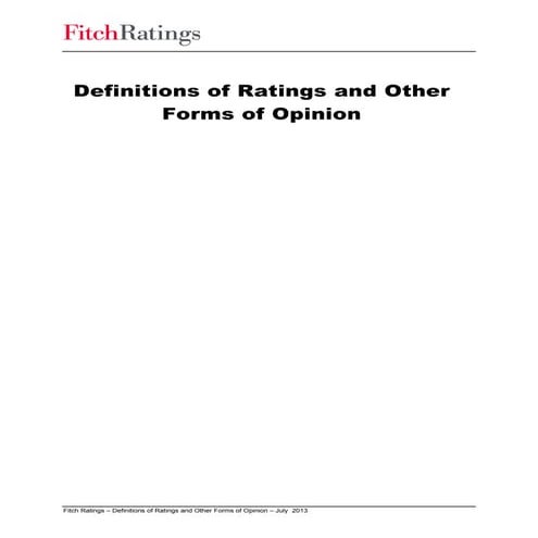 Fitch Ratings: Definitions of Ratings | PDF