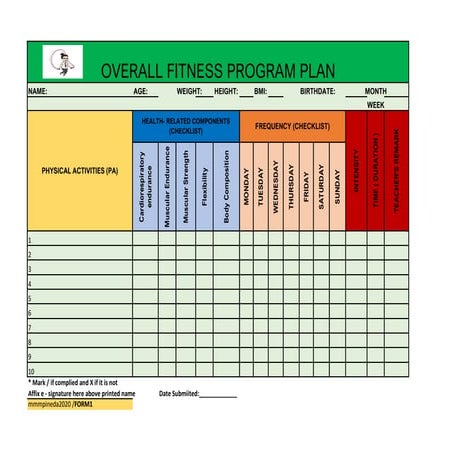 FITNESS-PLAN-2020 for the health of senior high school students | PDF