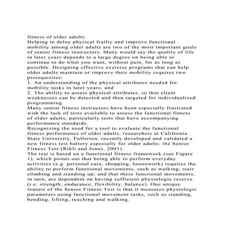 fitness of older adults Helping to delay physical frailty and .docx