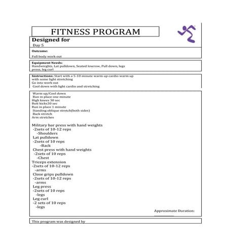 Fitness program | PDF