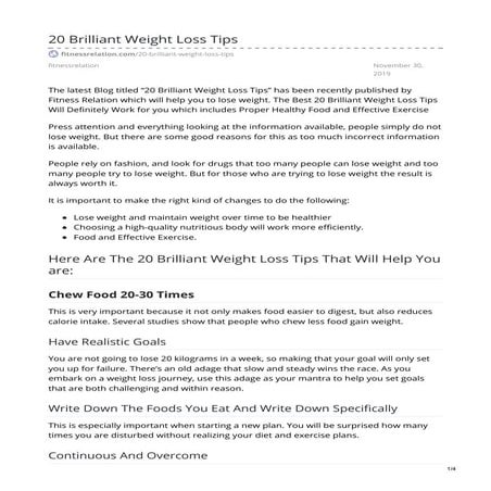 20 brilliant weight loss tips | PDF