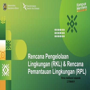 Fitria Sohibatul Aslamiah_Rencana Pengelolaan Lingkungan (RKL) & Rencana Pemantauan Lingkungan ...