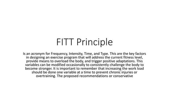 Fitt principle | PPTX | Fitness and Exercise | Healthy Living