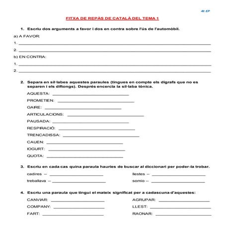 Fitxa de-repàs-de-català-del-tema-1 | PDF