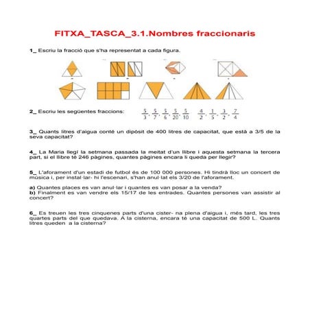 Fitxa tasca 3.1.nombres fraccionaris | PDF