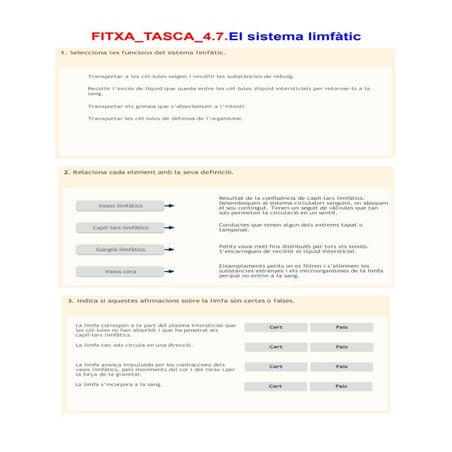 Fitxa tasca 4.7.el sistema limfàtic | PDF