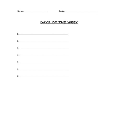 Days of the week & Numbers | DOC