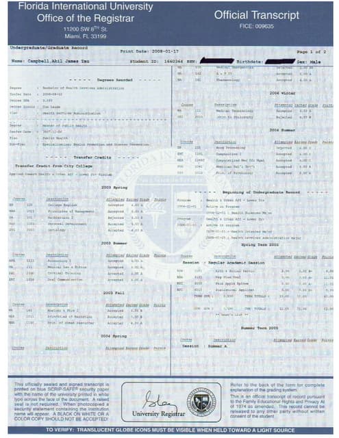 ITT Official Transcript | PDF