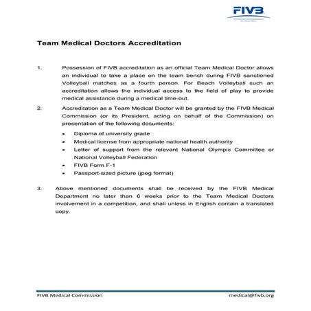 Fivb medical team_medical_doctors_accreditation | PDF