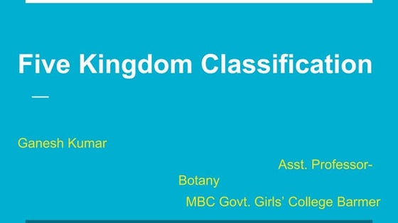 Five kingdom Classification | PPT | Biological Sciences | Science